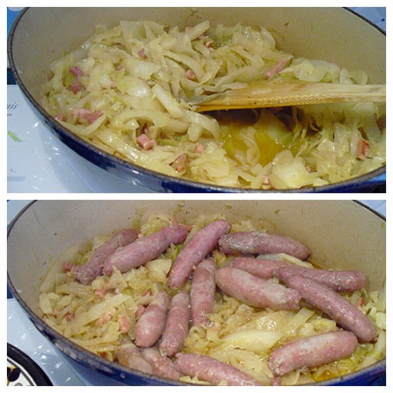 Chou blanc braisé aux saucisses - La recette facile par Toqués 2 Cuisine