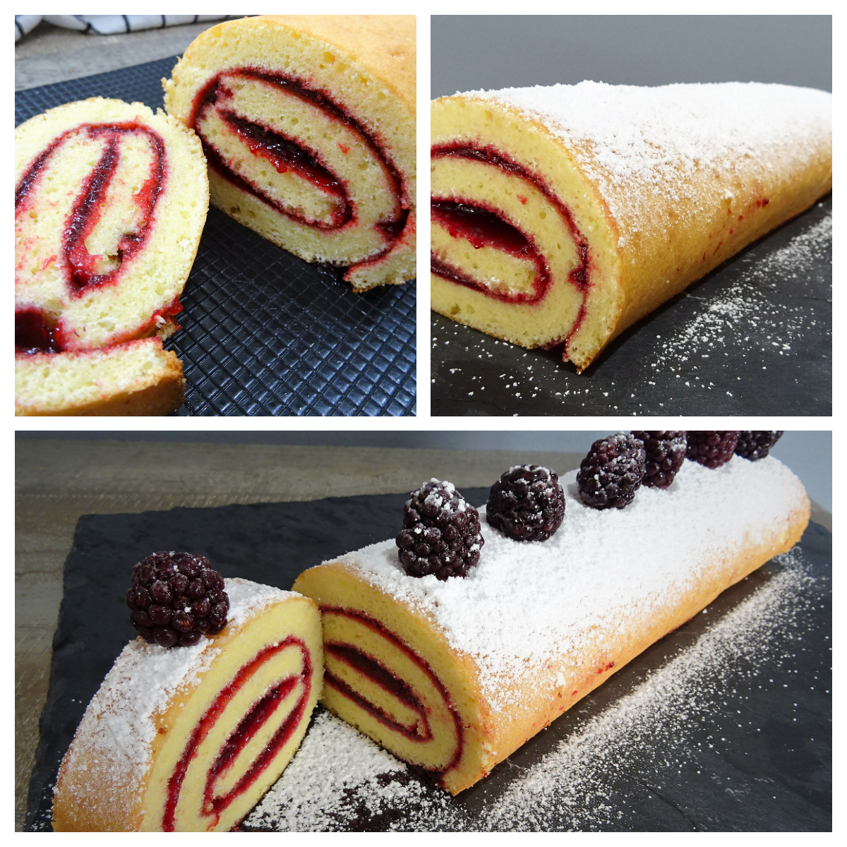 Gâteau roulé à la gelée de mûres - La recette facile par Toqués 2 Cuisine